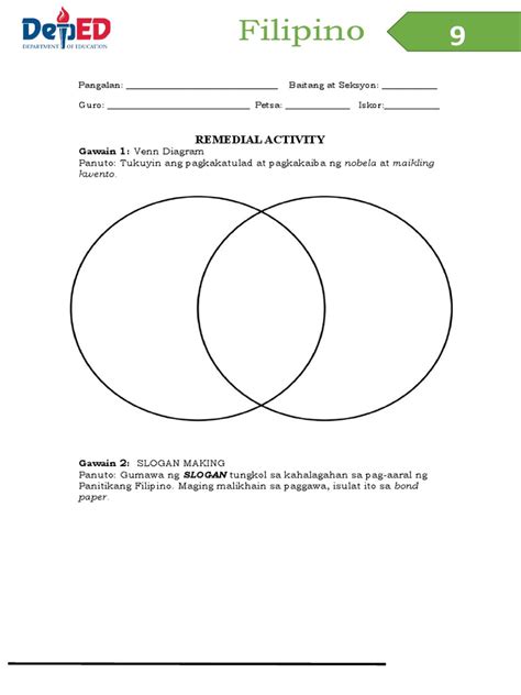 Filipino 9 Remedial Activity Pdf