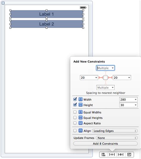 xcode ios add constraint for bottom of view to container center