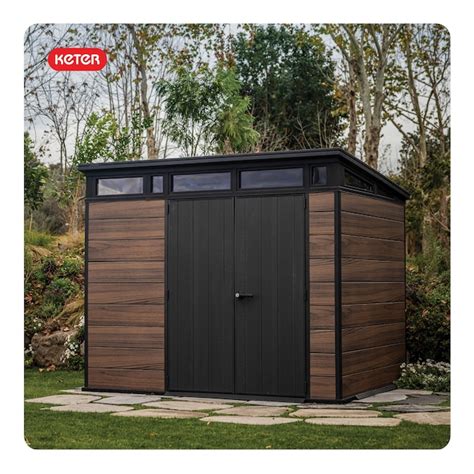Keter 9 Ft X 7 Ft Signature Collection Rosewood Outdoor Brown Flat Roof Plastic Resin Storage