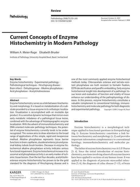 Current Concepts Of Enzyme Histochemistry In Modern Pathology Pdf