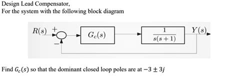 Solved Design Lead Compensator For The System With The Following