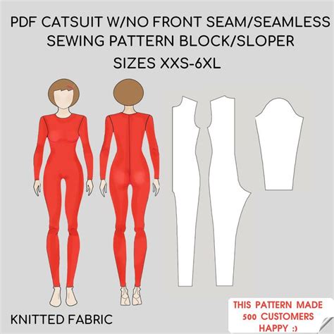 Catsuit Seamless Front Pdf Sewing Pattern Sloper Block Leotard Full Bodysuit Cosplay