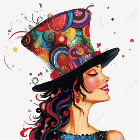 장식된 모자를 쓰고 축하하는 여자 여성 장식된 모자 홀리 잎 Png 일러스트 및 이미지 에 대한 무료 다운로드 Pngtree