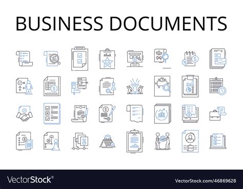 Business Documents Line Icons Collection Vector Image