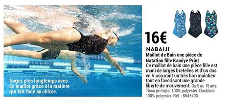 Promo Maillot De Bain Une Pièce De Natation Fille Kamiye Print Nabaiji Chez Decathlon