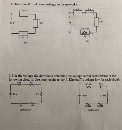 solved 1 determine the unknown voltages in the networks
