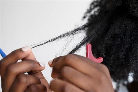 Free Photo Side View Woman Holding Hair