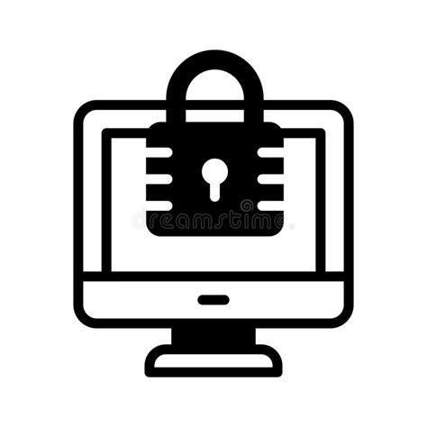 Padlock With Monitor Showing Concept Vector Of Secure System Stock Vector Illustration Of