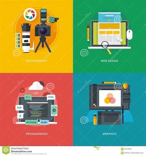 Set Of Flat Design Illustration Concepts For Web Design And Programming