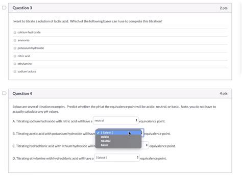 Solved Question 3 2 Pts I Want To Titrate A Solution Of Chegg Com