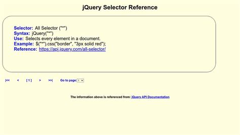Jquery Selector Reference