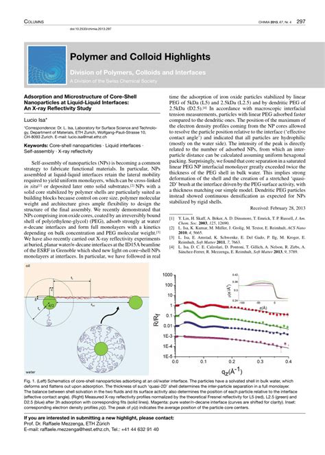 Pdf Adsorption And Microstructure Of Core Shell Nanoparticles At Liquid Liquid Interfaces An