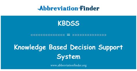Kbdss Stands For Knowledge Based Decision Support System Abbreviation Finder