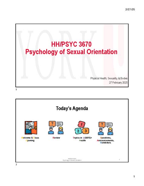 York Univ Psych Sex Class 7 2025 HH PSYC 3670 Psychology Of Sexual Orientation Physical Health
