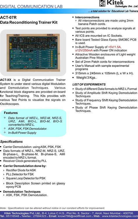 Tdm Modulation Demodulation Communication Trainer Kit Communication