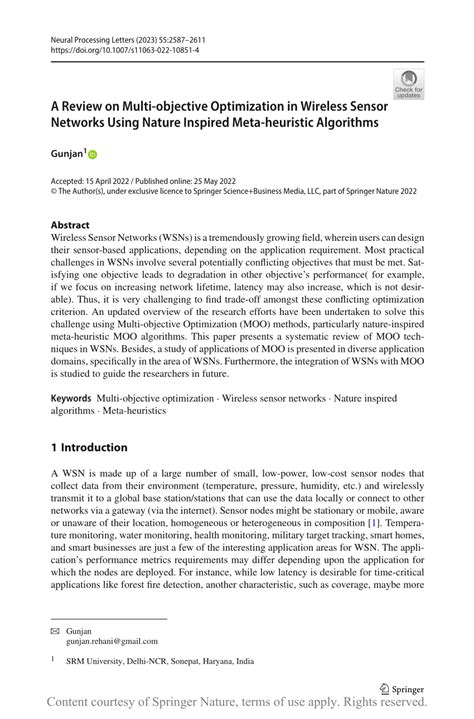 A Review On Multi Objective Optimization In Wireless Sensor Networks Using Nature Inspired Meta