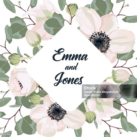 결혼식 꽃 손으로 그린 초대 초대 카드 디자인 유칼립투스 실버 핑크 아 네모 네 녹지 자연 잎 수채화 소박한 우아한 섬세 한 녹색 0명에 대한 스톡 벡터 아트 및 기타