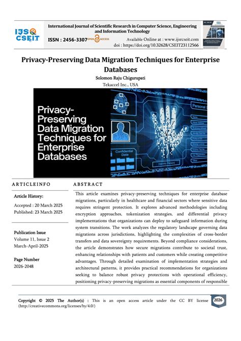 Pdf Privacy Preserving Data Migration Techniques For Enterprise Databases