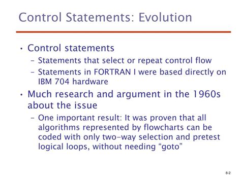 Ppt Chapter 8 Statement Level Control Structures Powerpoint Presentation Id2962013