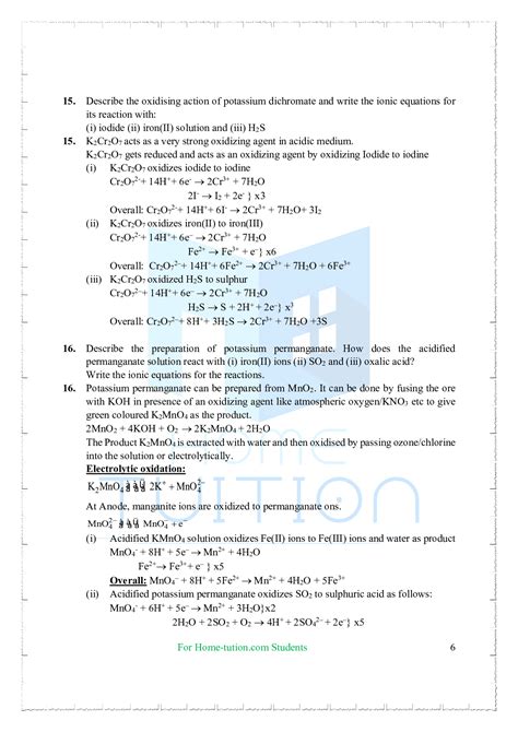 NCERT Solutions For Class Chemistry Chapter The D F Block Elements