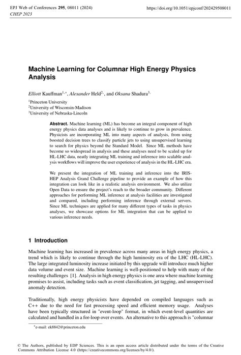 Pdf Machine Learning For Columnar High Energy Physics Analysis