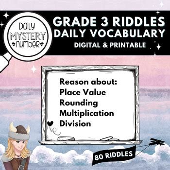 Mystery Number Riddles Grade 3 Place Value Multiplication Division Vocabulary