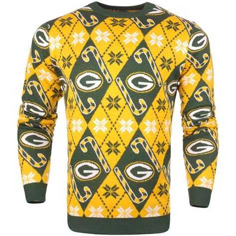 Green Bay Packers Yellow Candy Cane Repeat Sweater