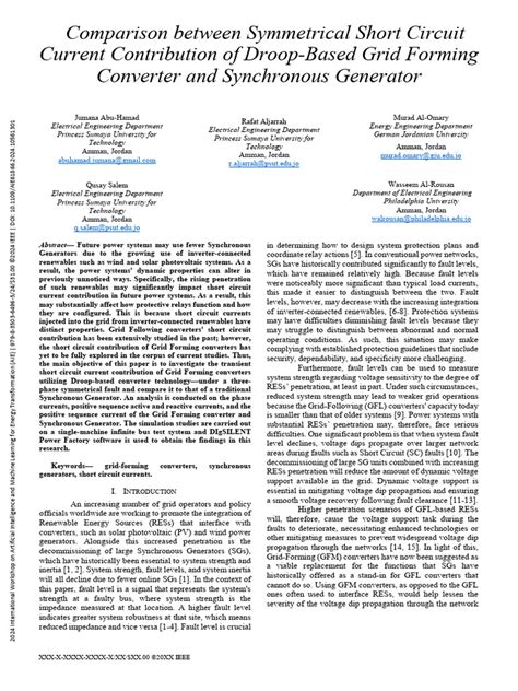 Comparison Between Symmetrical Short Circuit Current Contribution Of Droop Based Grid Forming