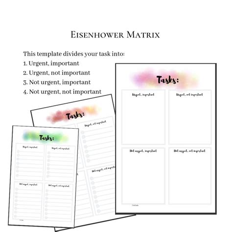 Task List Printables Eisenhower Matrix And To Do List Templates