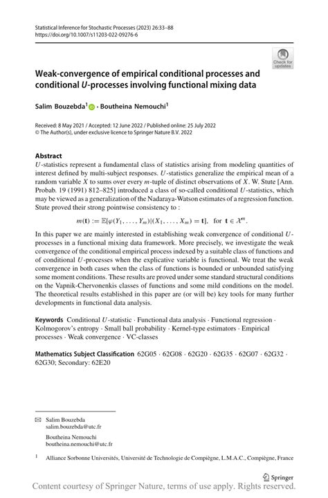 Weak Convergence Of Empirical Conditional Processes And Conditional U