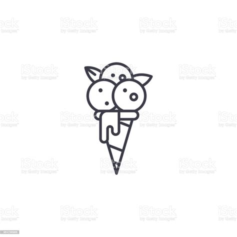 아이스크림 선형 아이콘 개념입니다 아이스크림 선 벡터 기호 상징 그림 60 69세에 대한 스톡 벡터 아트 및 기타 이미지