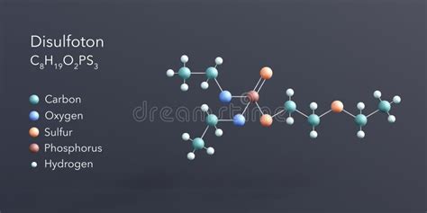Disulfoton Molecule 3d Rendering Flat Molecular Structure With