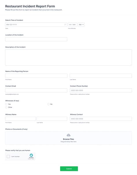 Restaurant Incident Report Form Template Jotform