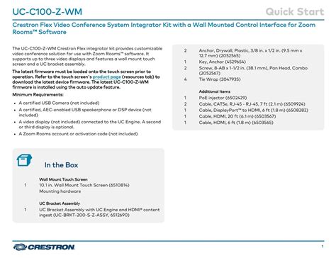 Crestron Uc C100 Z Wm Quick Start Manual Pdf Download Manualslib