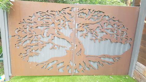 Tree Of Life Gate Corten Iron Bark Metal Design