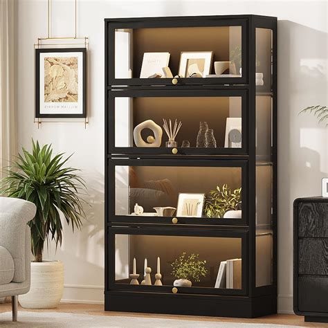 Boniture Display Cabinet With Acrylic Glass Doors4 Tiers
