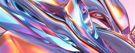 Abstract Iridescent Background Design 3d Render Showcasing A Blend Of Sharp Angles And Smooth
