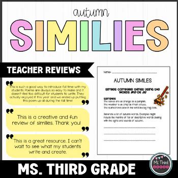 Fall Simile Poem By Ms Third Grade TPT
