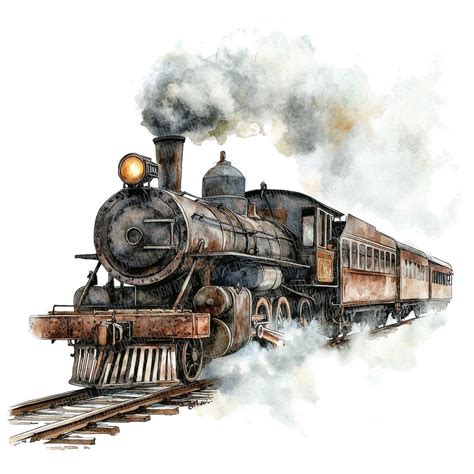 Vintage Train Png Clipart 12x Steam Locomotive Illustrations