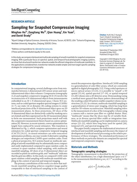 Pdf Sampling For Snapshot Compressive Imaging