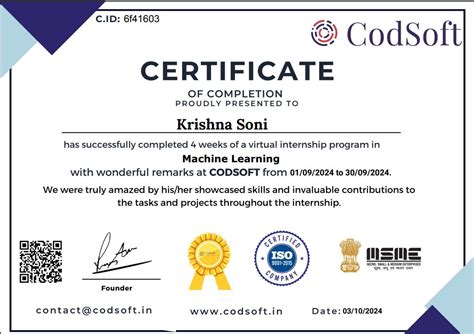 Krishna Soni On Linkedin Internship Codsoft Learning Growth Tech