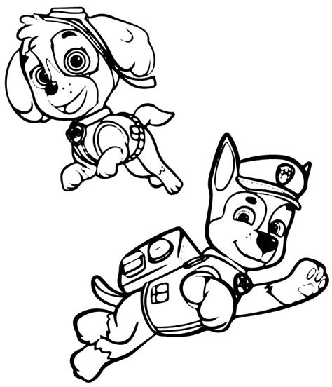 Paw Patrol Printable Coloring Page Skye And Chase Zumipic