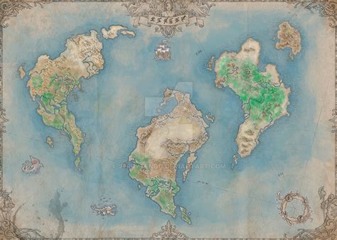Fantasy Map Three Continents By Jerrytengu On Deviantart