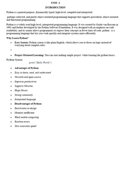 1st Unit Python Programming Pdf Reserved Word Python Programming Language