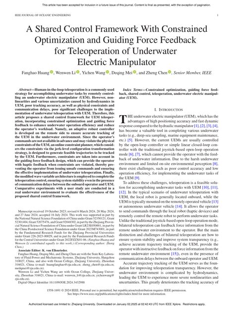 PDF A Shared Control Framework With Constrained Optimization And Guiding Force Feedback For