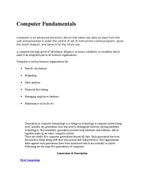 Computer Fundamentals Pdf Computer Data Storage Random Access Memory
