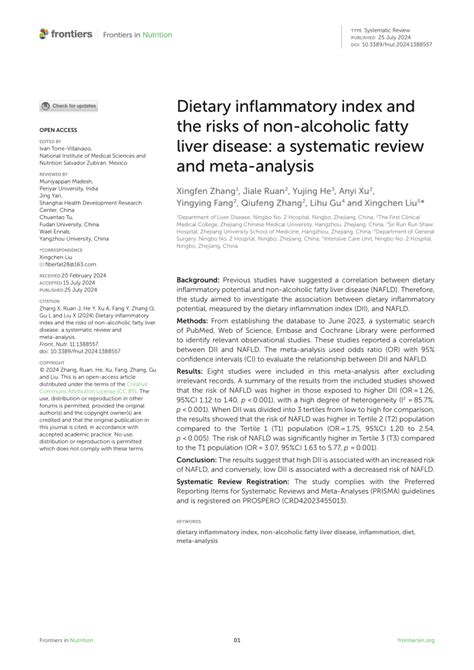 Pdf Dietary Inflammatory Index And The Risks Of Non Alcoholic Fatty Liver Disease A
