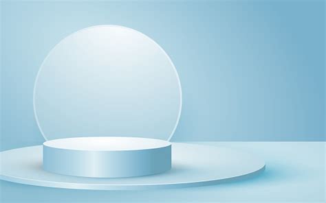 3d 장면 라운드 연단 파스텔 블루 배경 화장품 프리젠 테이션 모형 쇼 3차원 형태에 대한 스톡 벡터 아트 및 기타 이미지 3차원 형태 강단 광고 Istock