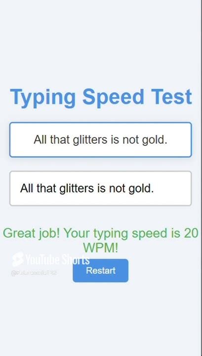 Typing Speed Test App Using Html Css Bootstrap And Javascript Viralnow Shorts Freesourcecode