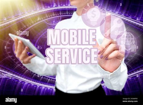 Text Sign Showing Mobile Service Business Idea Radio Communication Utility Between Mobile And